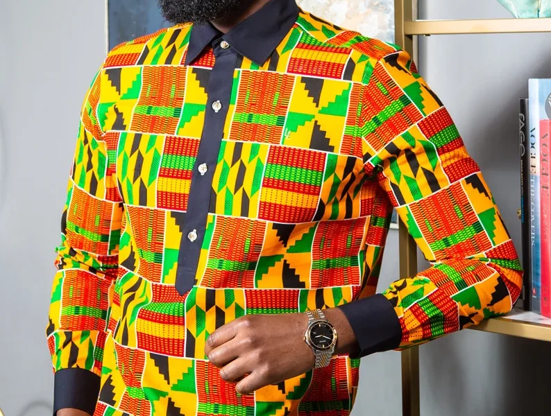 African Print Men's Polo Shirt - I Wear African